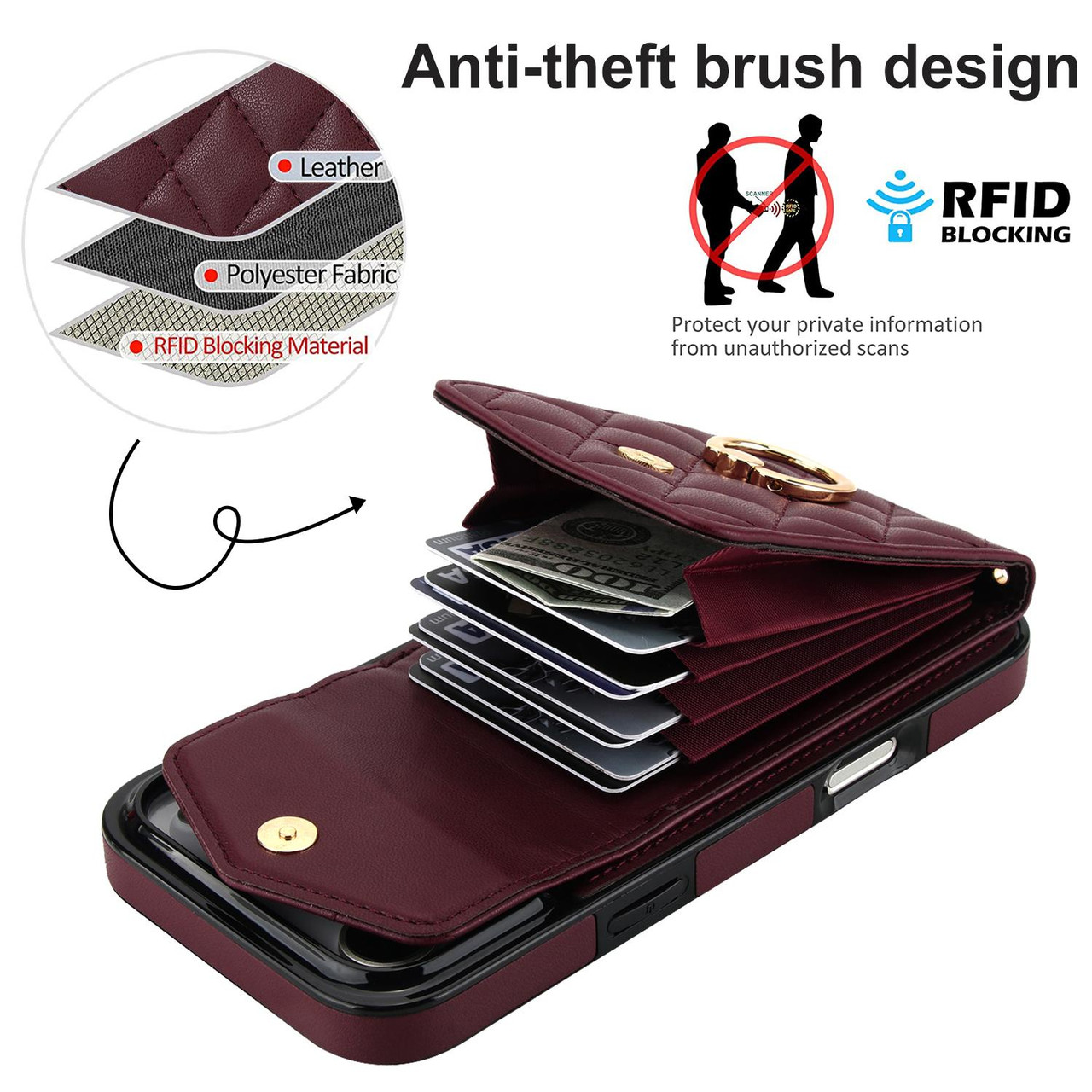 iPhone 17 Pro Max Rhombic Texture Card Bag Phone Case with Long Lanyard ...
