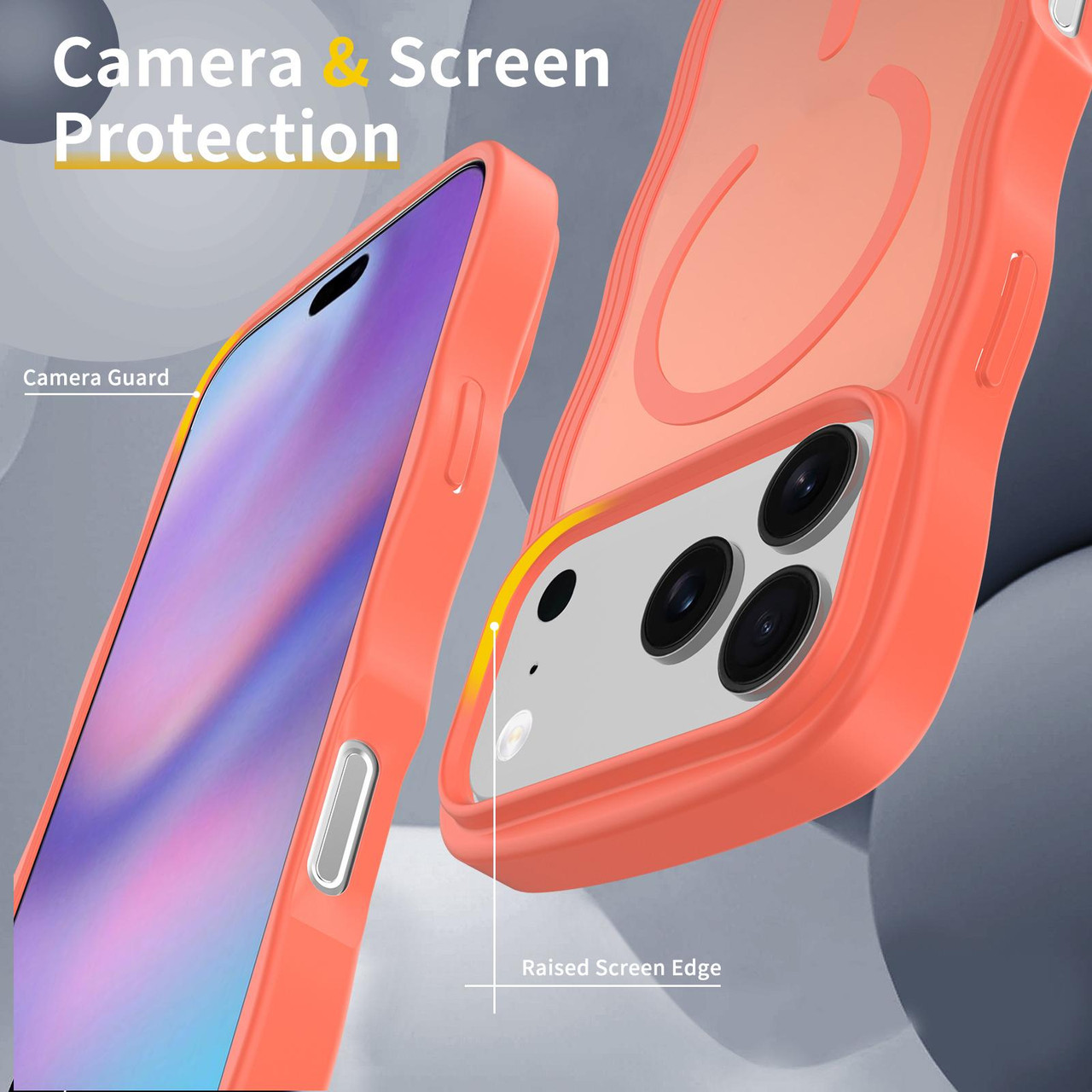 iPhone 17 Pro Max Skin Feel Wave Texture MagSafe Phone Case - Orange