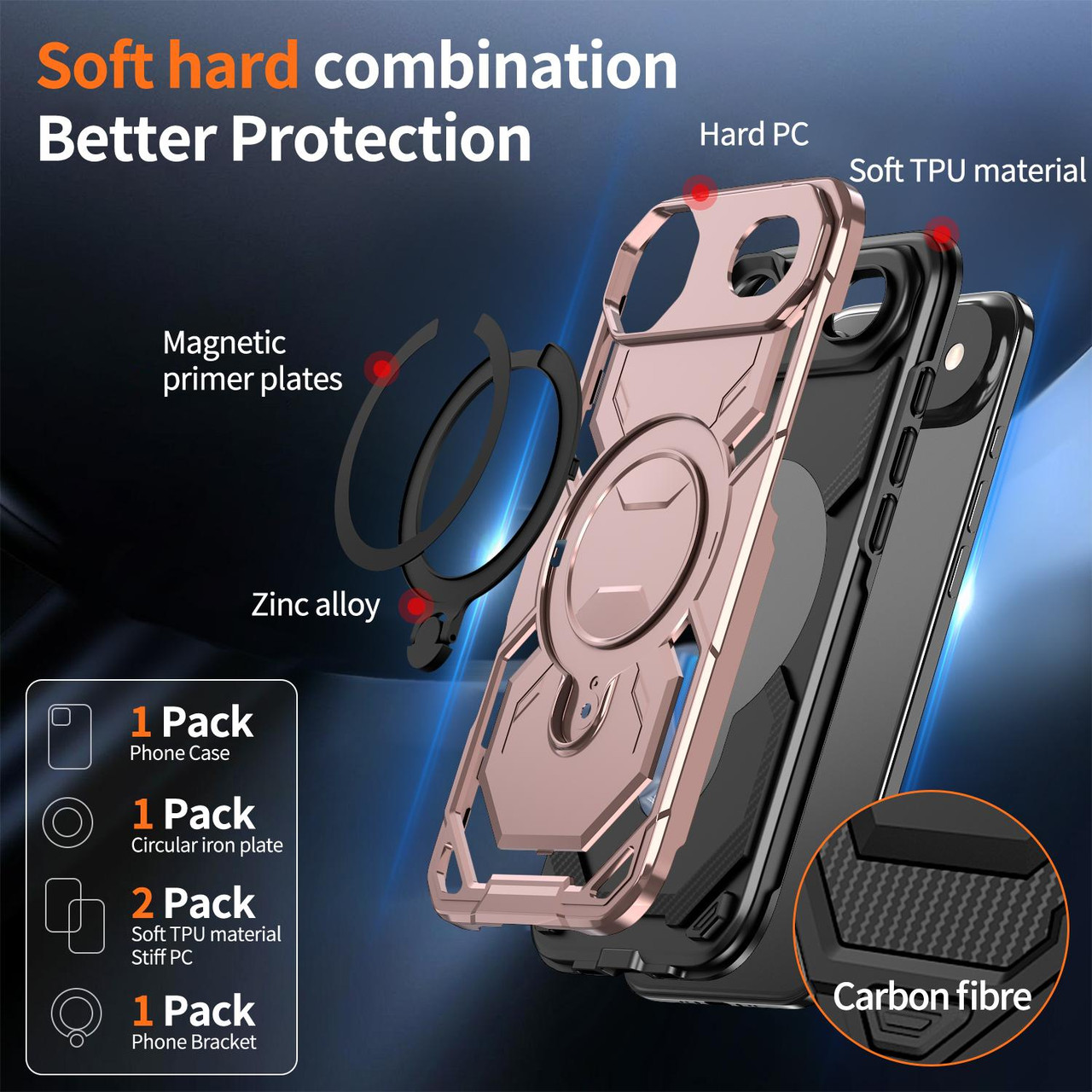 iPhone Air Cooling MagSafe Holder Phone Case - Rose Gold