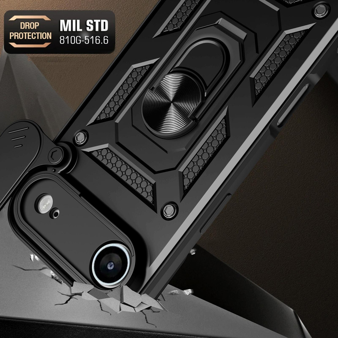 iPhone Air Sliding Camera Cover Design TPU+PC Phone Case - Black