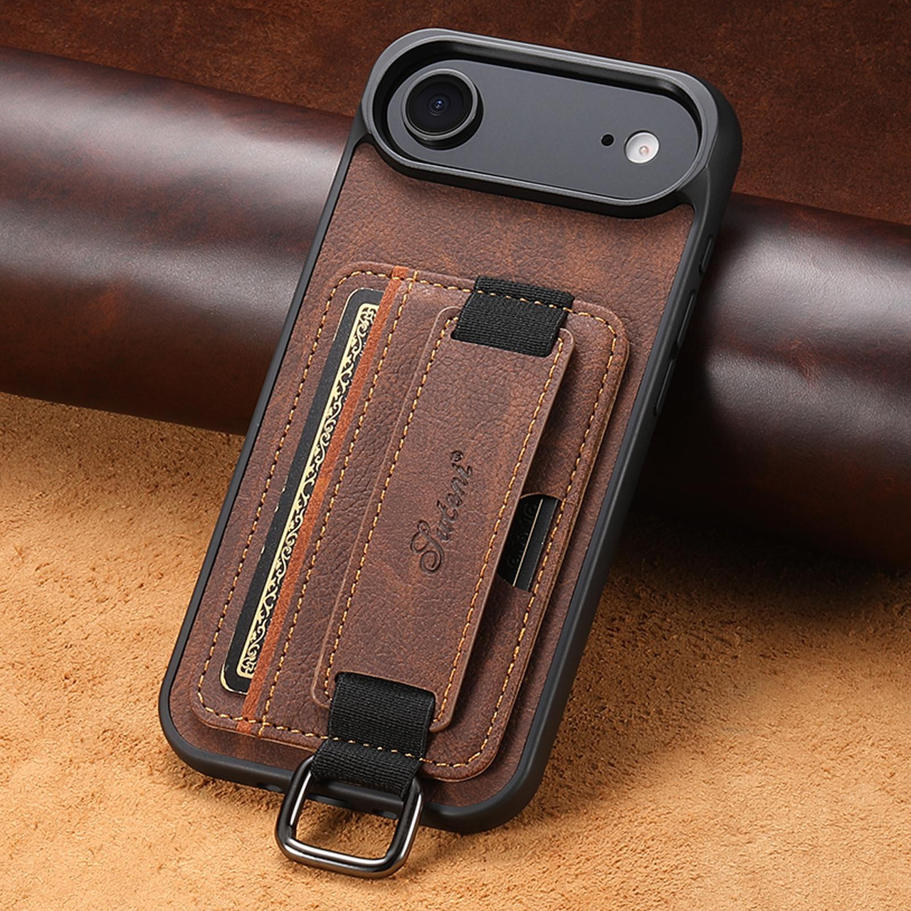 iPhone Air Suteni H13 Litchi Leather Wrist Strap Wallet Back Phone Case ...