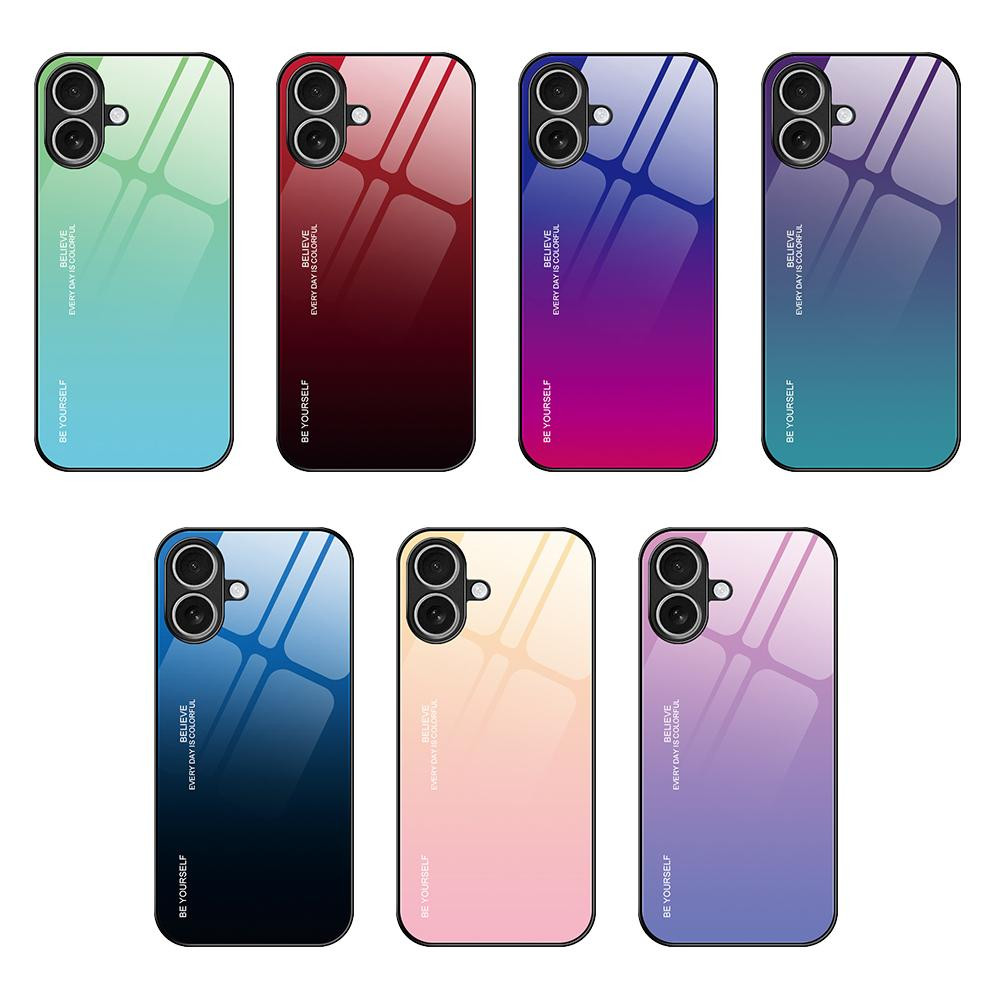 iPhone 17 Gradient Color Glass Phone Case - Purple Red