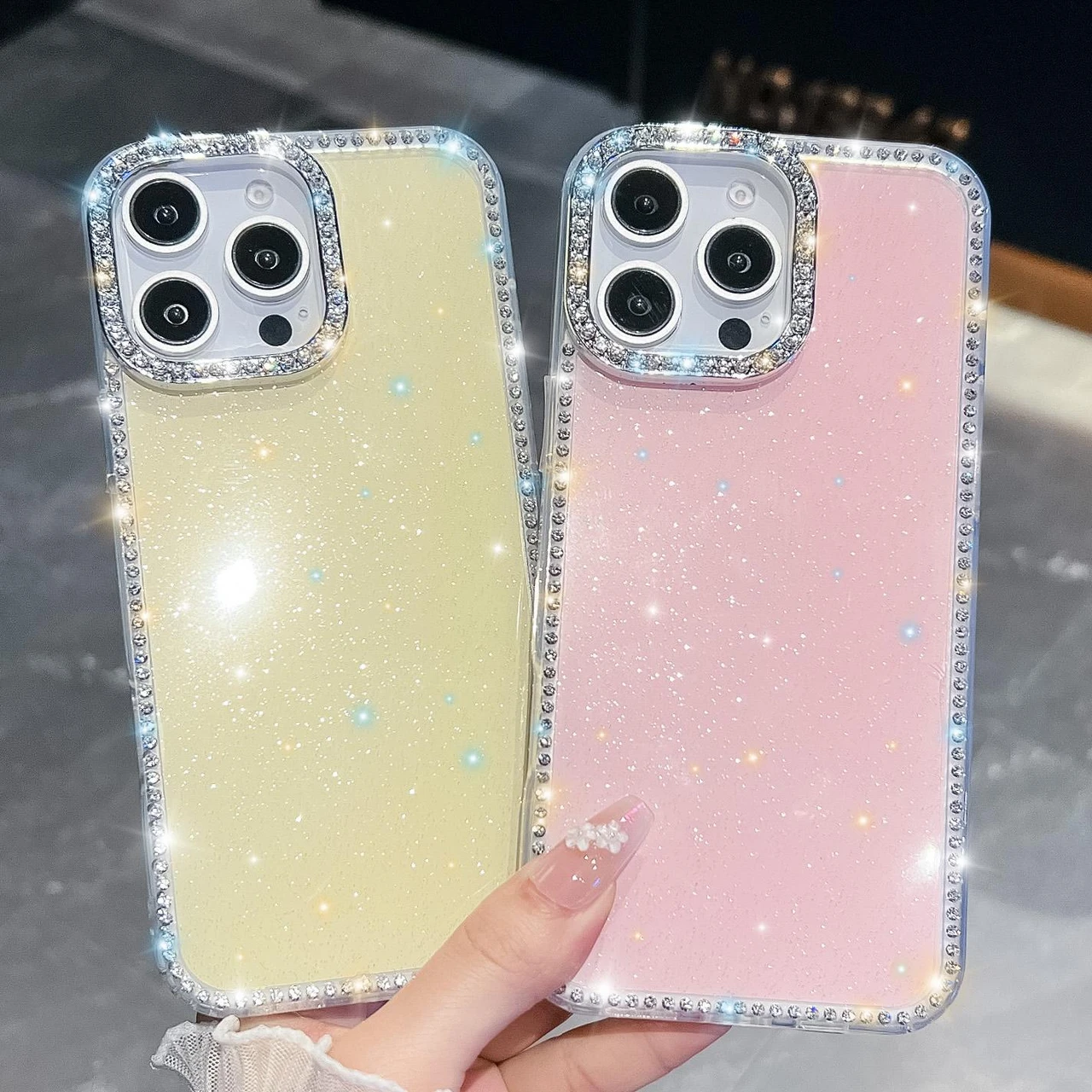 iPhone 17 Rhinestone Glitter TPU 4-corners Anti-fall Phone Case - Light ...