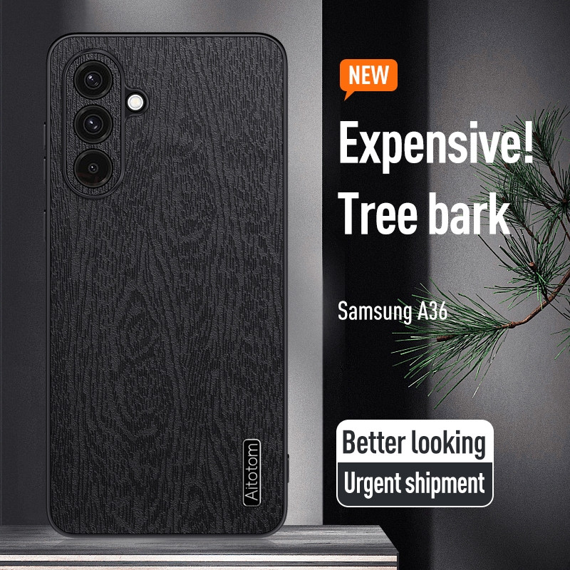 Samsung Galaxy A16 5G Tree Bark Leather Shockproof Phone Case - Blue