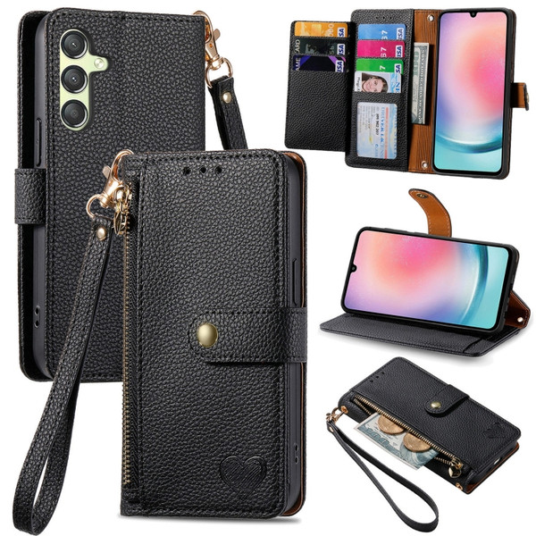 Samsung Cases - Galaxy A25 5G Cases Lanyard Leather Zipper Black