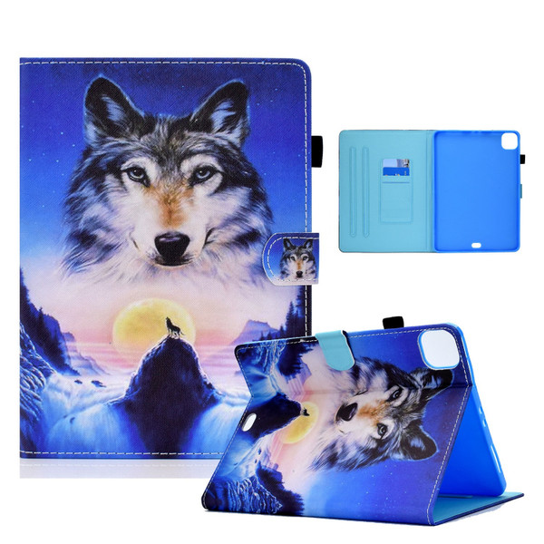 iPad Pro 11 2024 Painted Stitching Smart Leather Tablet Case - Wolf