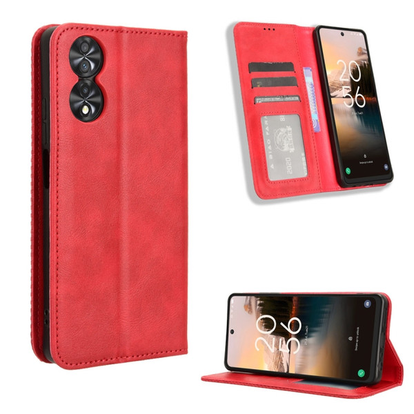 Phone Cases - TCL Leather Magnetic Texture Red