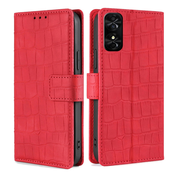 Phone Cases - TCL Crocodile Leather Magnetic Red