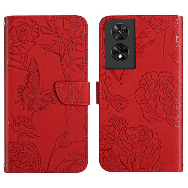 Phone Cases - TCL Embossed Flip Leather Red