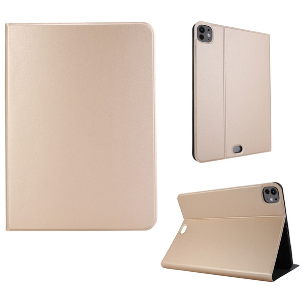 iPad Pro 13 2024 Stretch Voltage Plain Leather Smart Tablet Case - Gold