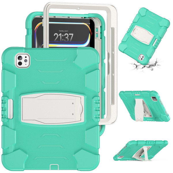 iPad Pro 11 2024 3-Layer Silicone Hybrid PC Tablet Case - Mint Green