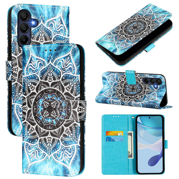 Samsung Galaxy A16 5G Colored Drawing Pattern Plain Weave Leather Phone ...