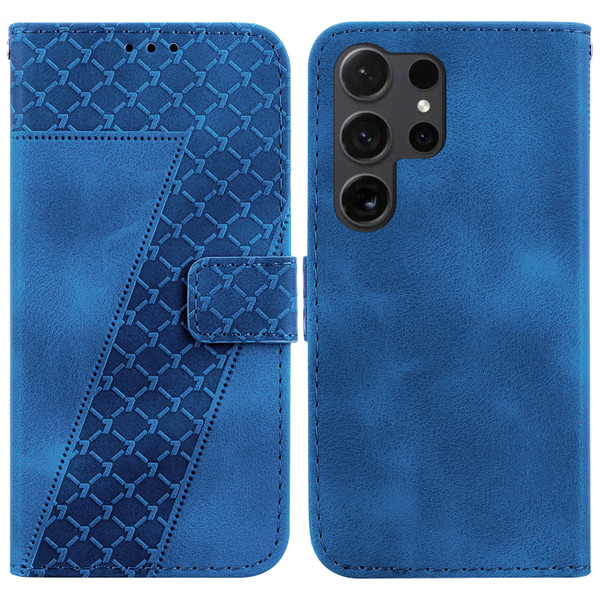 Samsung Galaxy S25 Ultra 5G Seven-shaped Embossed Leather Phone Case - Blue