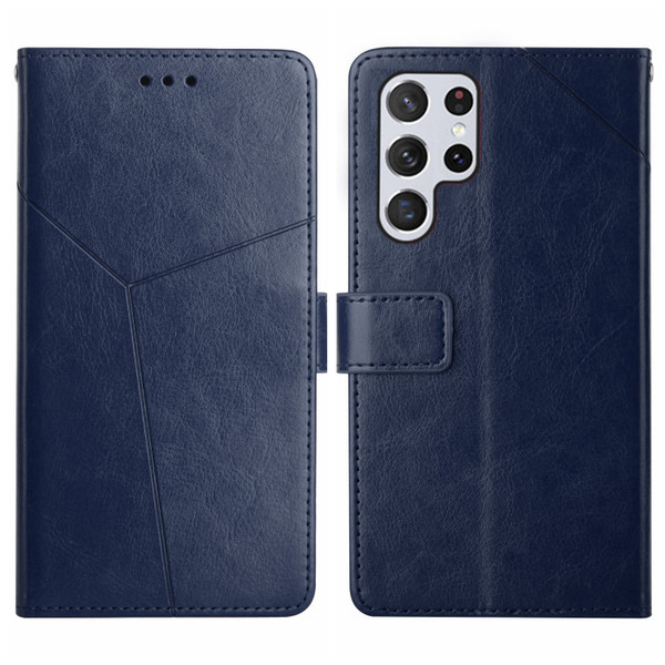 Samsung Galaxy S25 Ultra 5G Y-shaped Pattern Flip Leather Phone Case - Blue