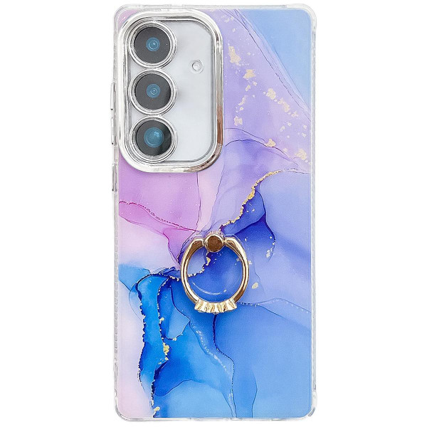 Samsung Galaxy S25+ 5G Electroplated Marble Texture Ring Holder Phone ...
