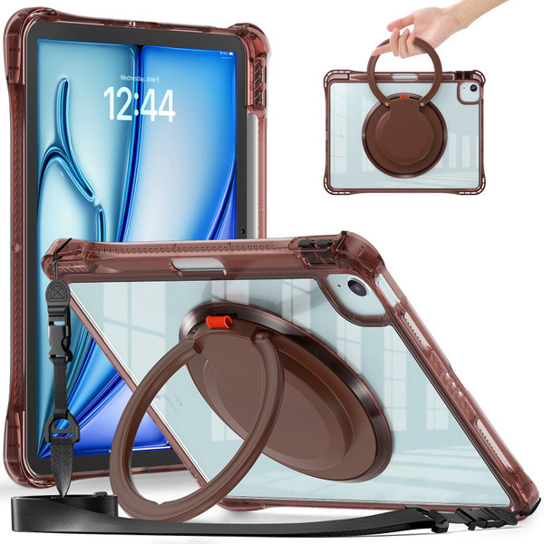 iPad Air 13 2024 / 2025 Rotation Ring Handle TPU Hybrid Clear PC Tablet ...
