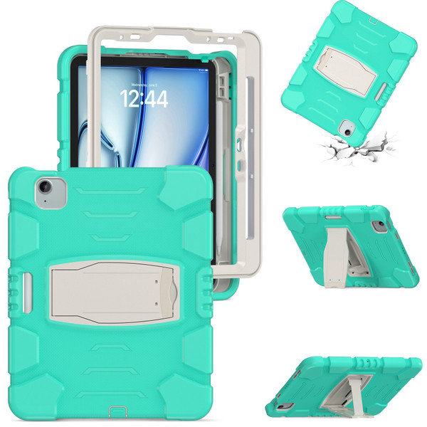 iPad Air 11 2025 / 2024 3-Layer Silicone Hybrid PC Tablet Case - Mint Green
