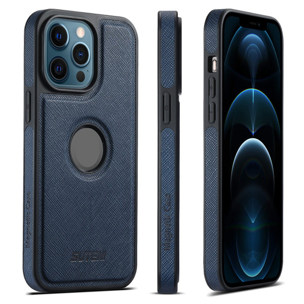 iPhone 12 Pro Max Suteni G1 Cross Texture MagSafe Phone Case - Blue