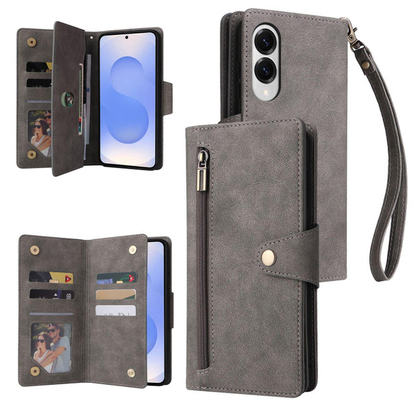 Samsung Galaxy S25 Edge 5G Rivet Buckle 9 Cards Three Fold Leather ...