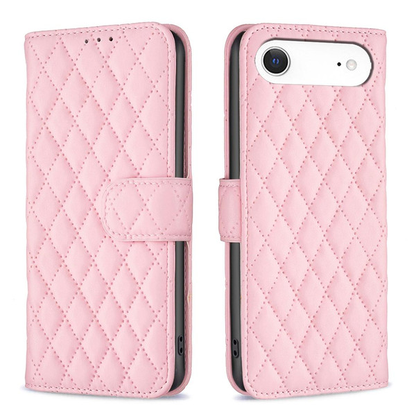 iPhone Air Diamond Lattice Wallet Flip Leather Phone Case - Pink