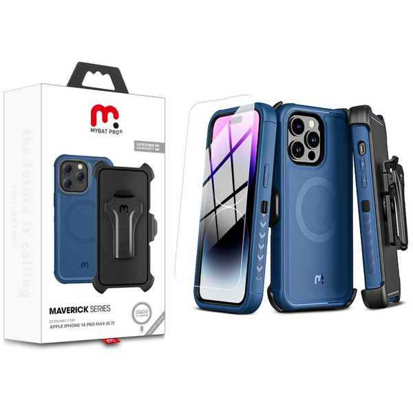 MyBat Pro Maverick Series MagSafe Case w/ Holster and Tempered Glass ...