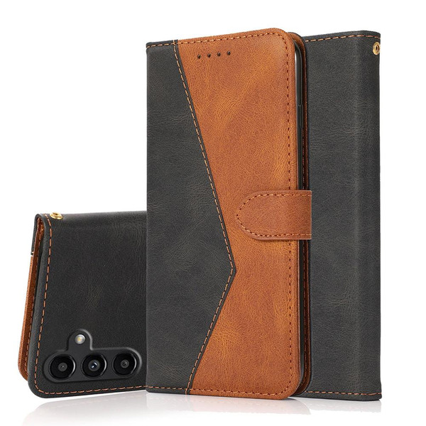Samsung Galaxy A17 5G Dual-color Stitching Leather Phone Case - Black Brown