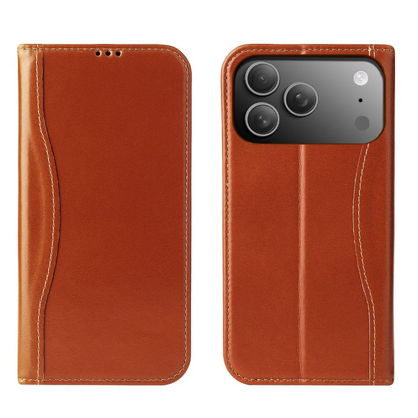 iPhone 17 Pro Max Fierre Shann Cowhide Leather Flip Leather Phone Case ...