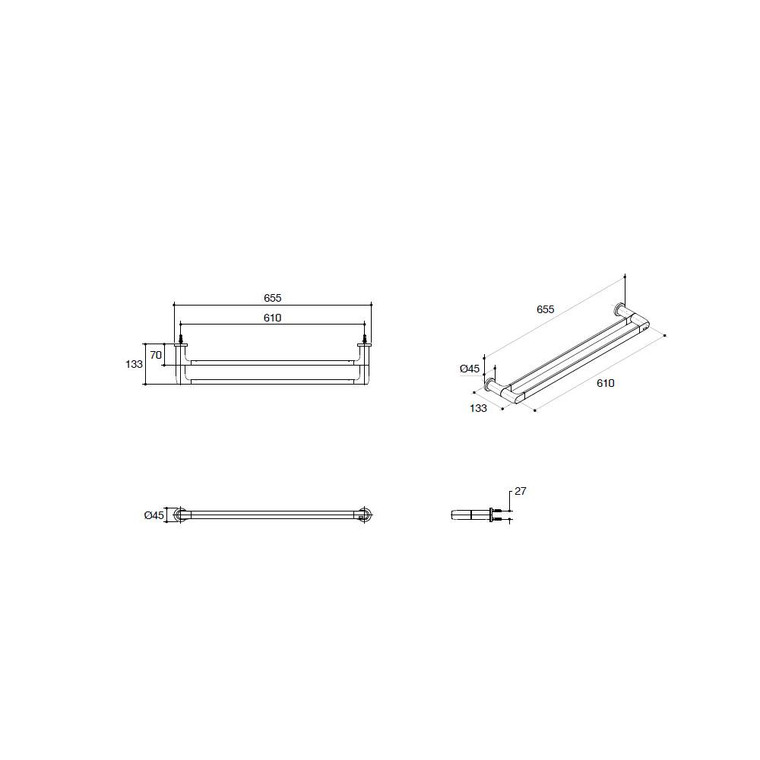 KOHLER Avid ราวแขวนผ้าคู่ 24" รุ่นอะวิด K-97496T-RGD