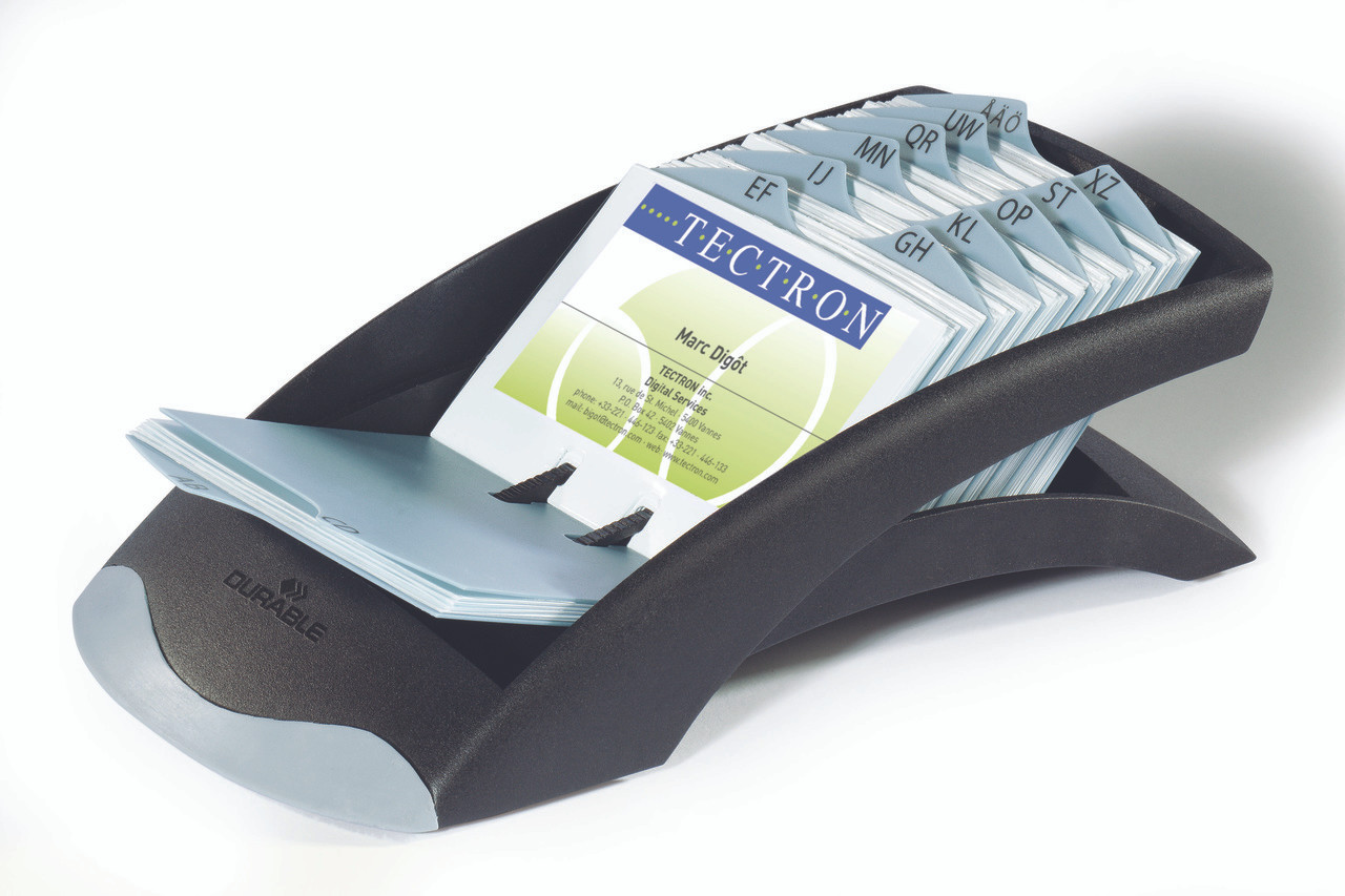 Desk Business Card File, 100 Cards, Alphabetical Dividers