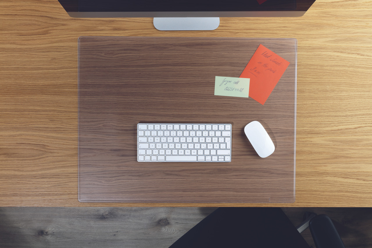 Desk Pad with Transparent Overlay, Writeable Transparent