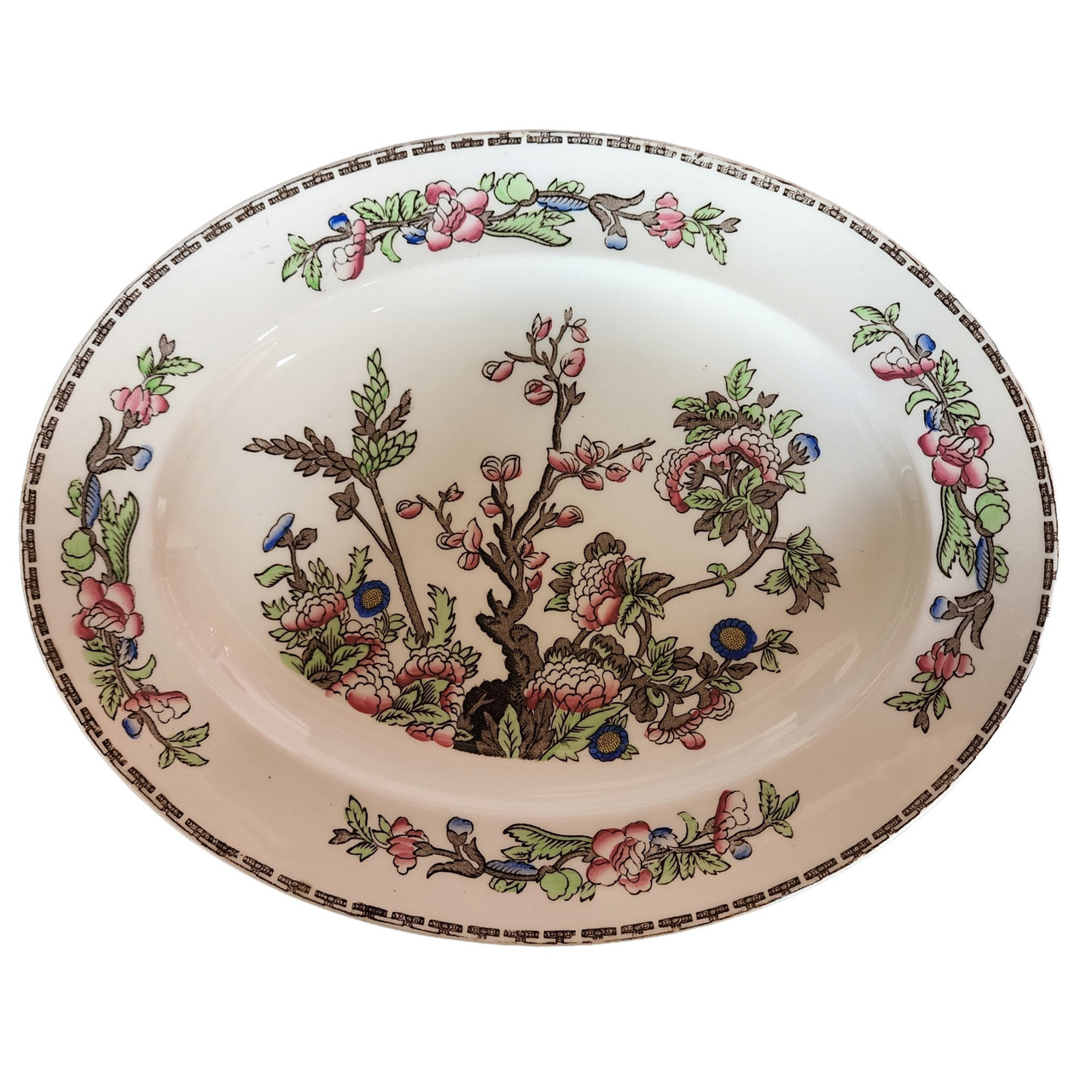 12" MEAKIN, ALFRED Indian Tree No Inner Key Oval Serving Platter
