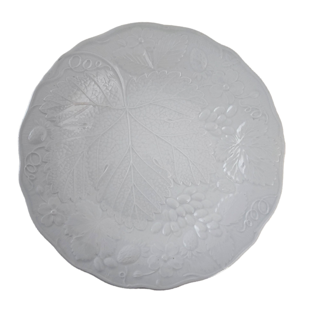 9" JACOB FURNIVAL & CO Fruit Garden White Ironstone Embossed Grapes ...