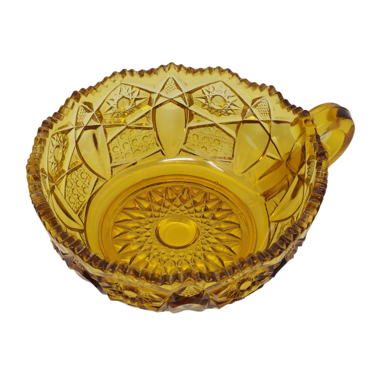 Smith Glass Amber Pressed Handled Nappy