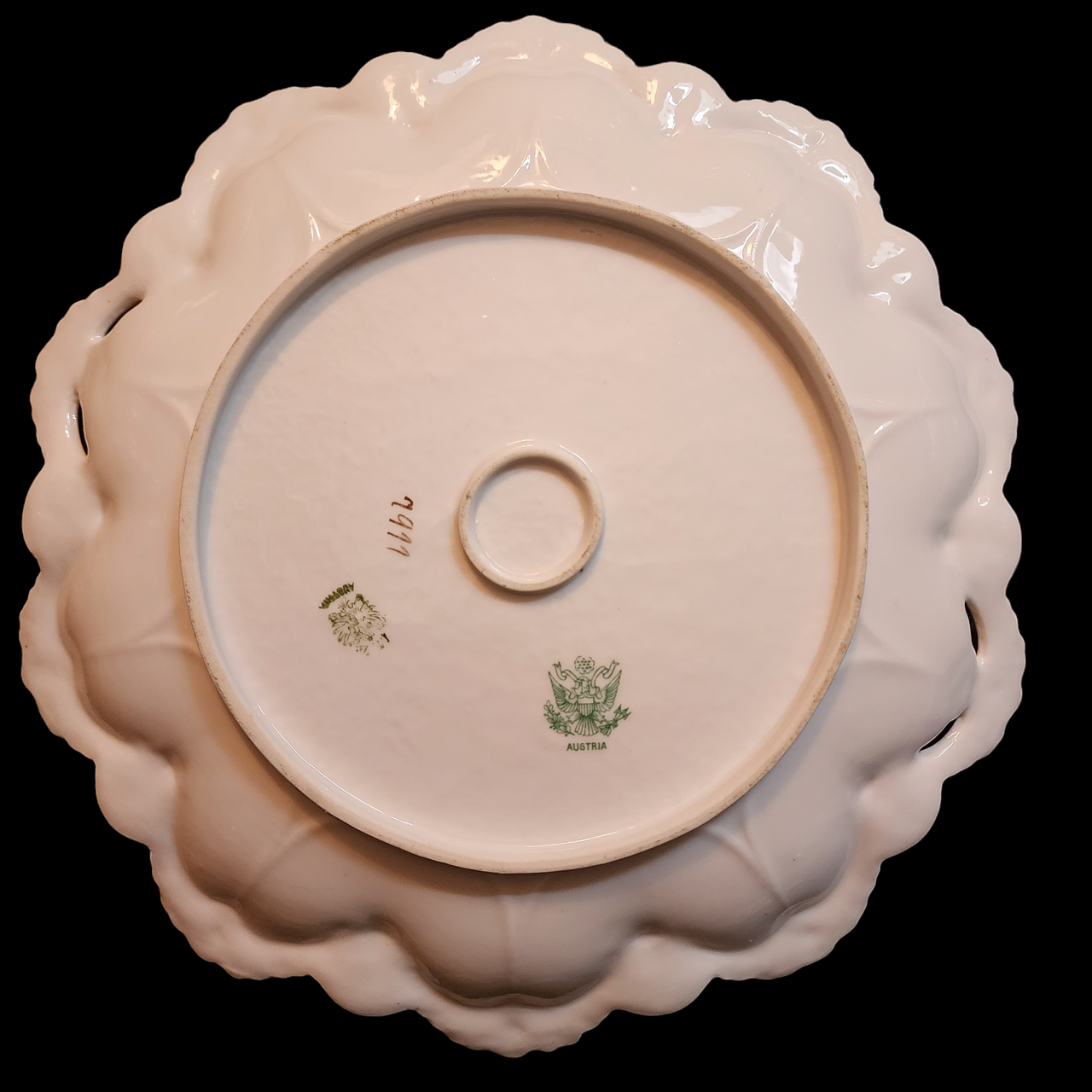M.Z. Austria Pink & White Roses Hand-Painted Porcelain Oyster Plate