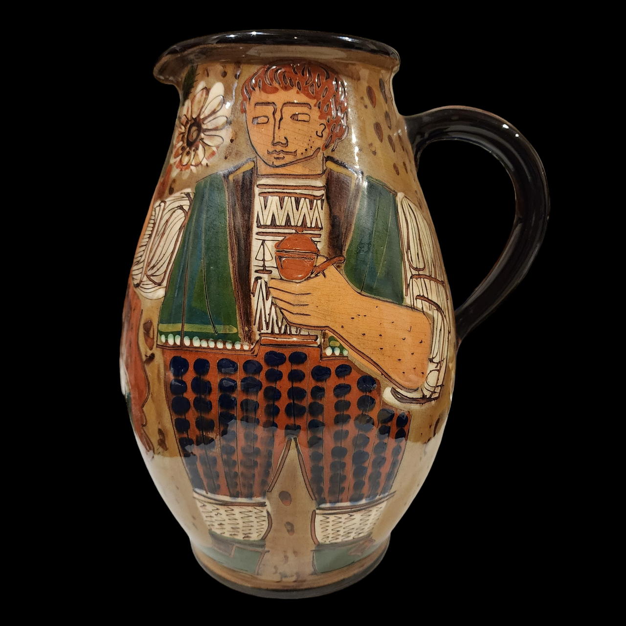 Slipware Earthenware European Art Pottery Arrow Mark Pitcher Vase England