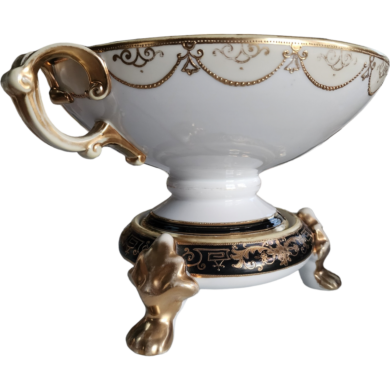 Nippon Hand Painted Centerpiece Bowl Punch Bowl & Stand
