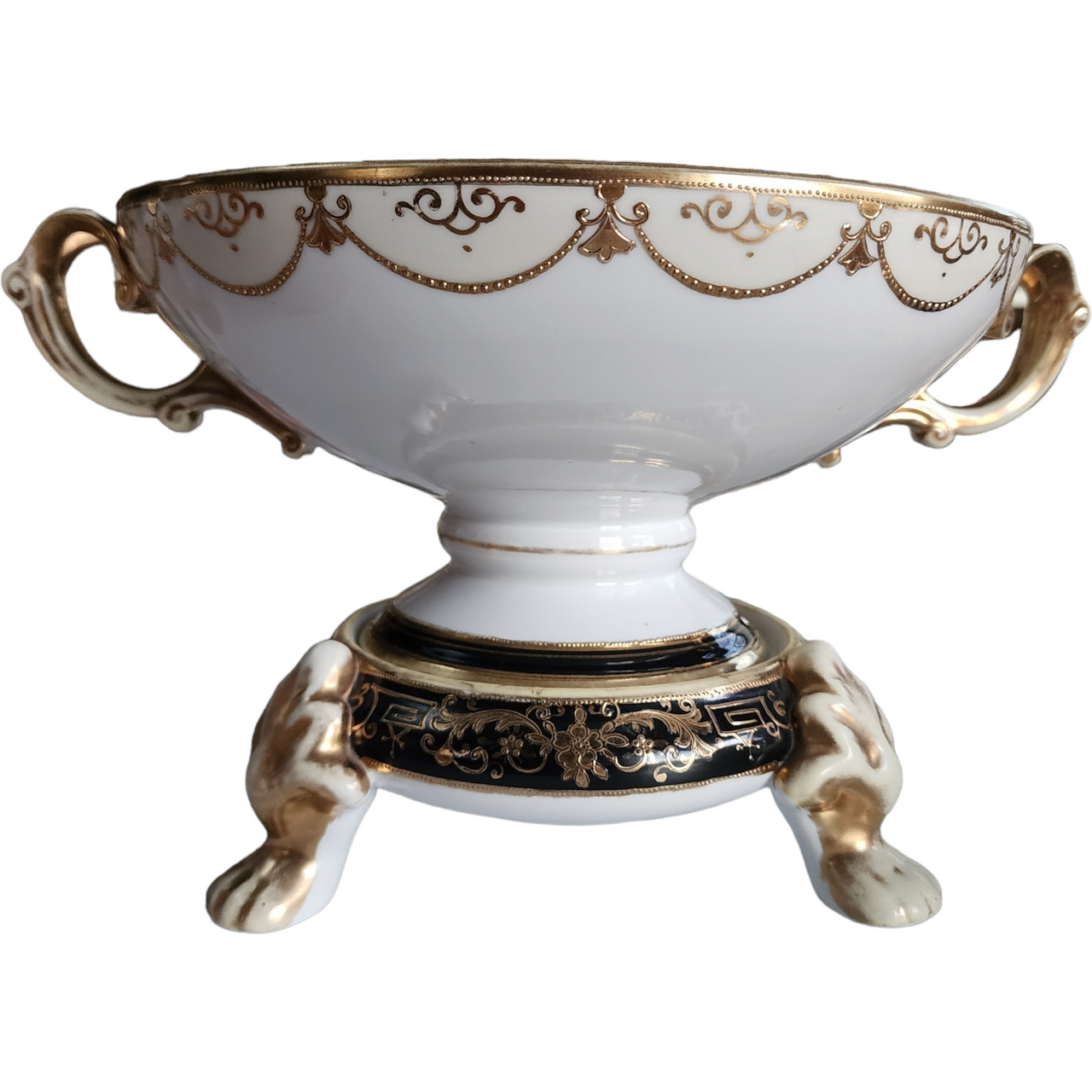 Nippon Hand Painted Centerpiece Bowl Punch Bowl & Stand