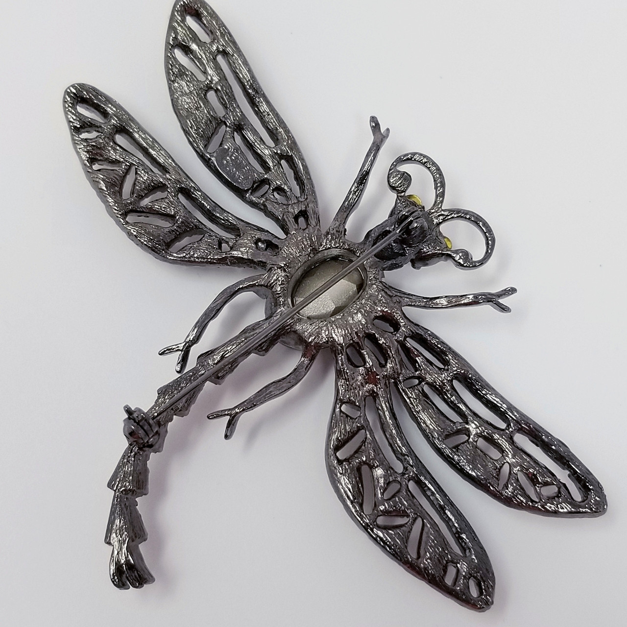 Large Kenneth Jay Lane KJL Marcasite Dragonfly Brooch/Pin - Vintage Loft