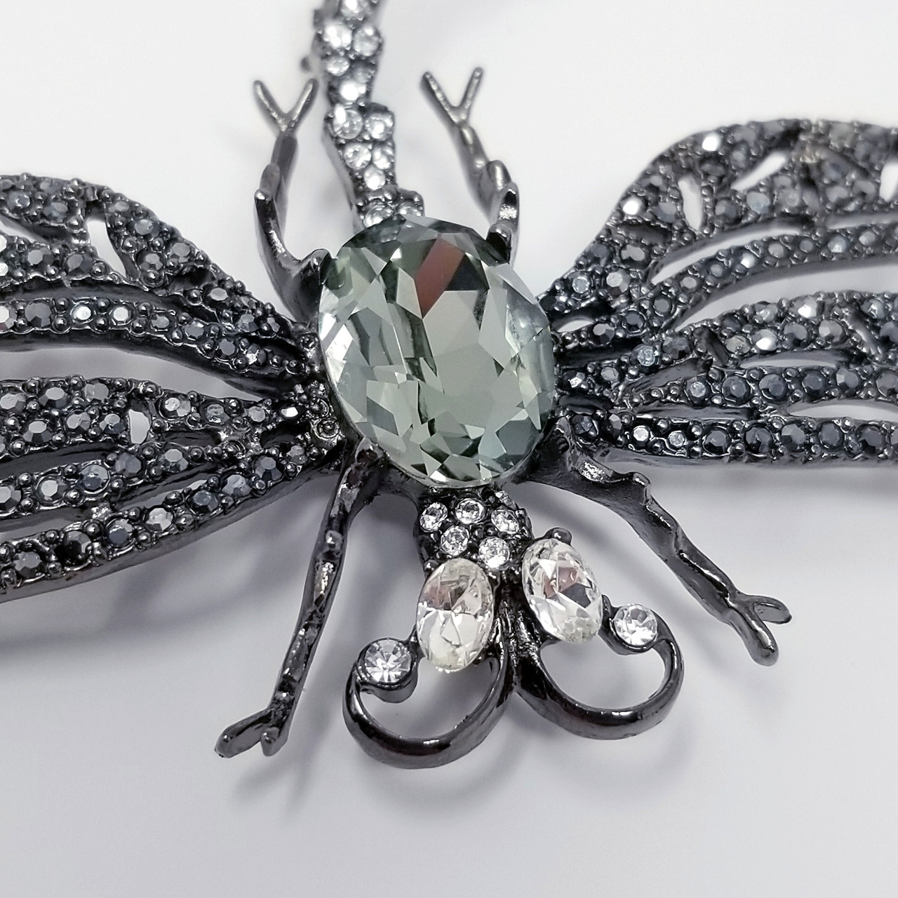 Large Kenneth Jay Lane KJL Marcasite Dragonfly Brooch/Pin - Vintage Loft
