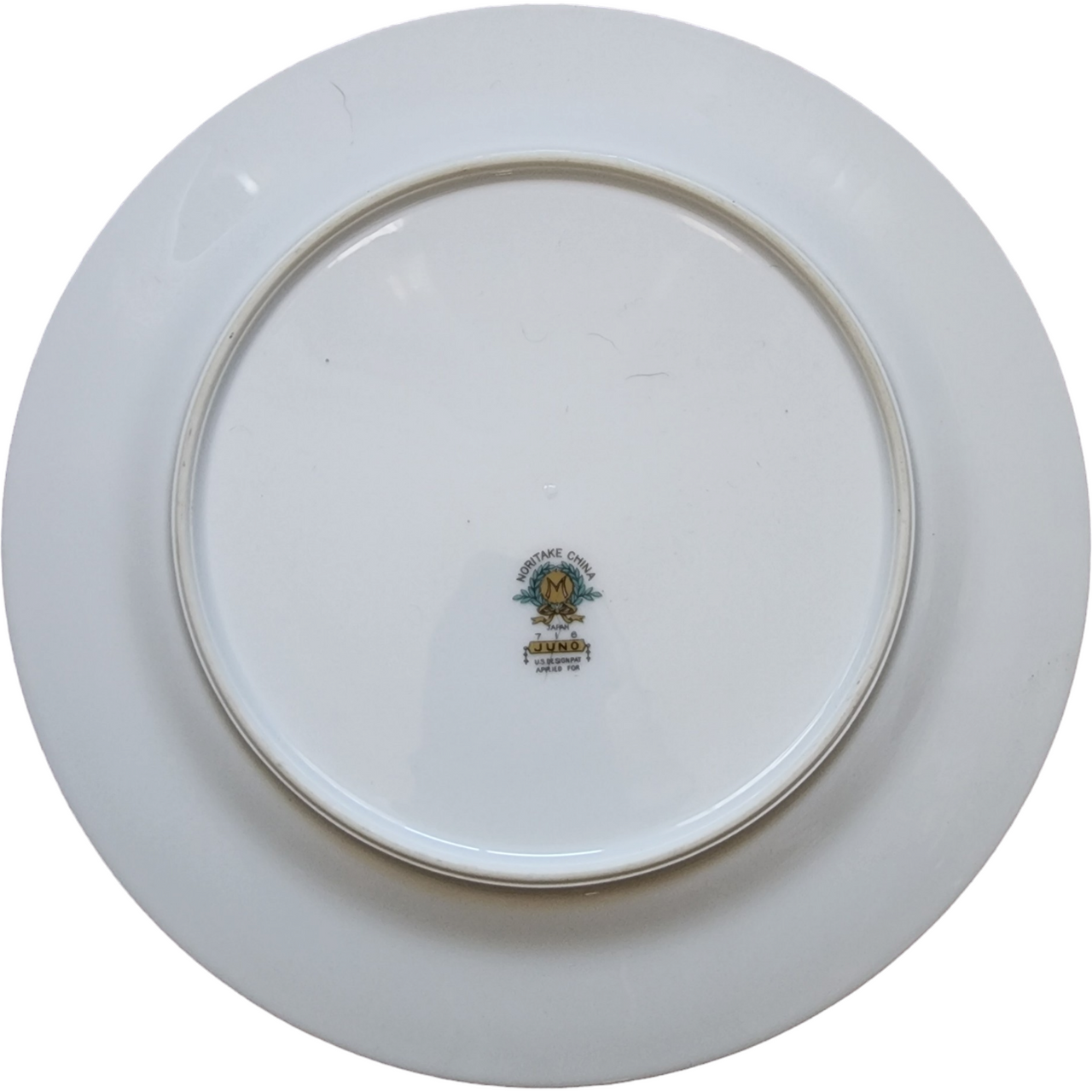 10" Noritake Juno Blue & Tan Band Flowers Tan Scrolls Dinner Plate Japan