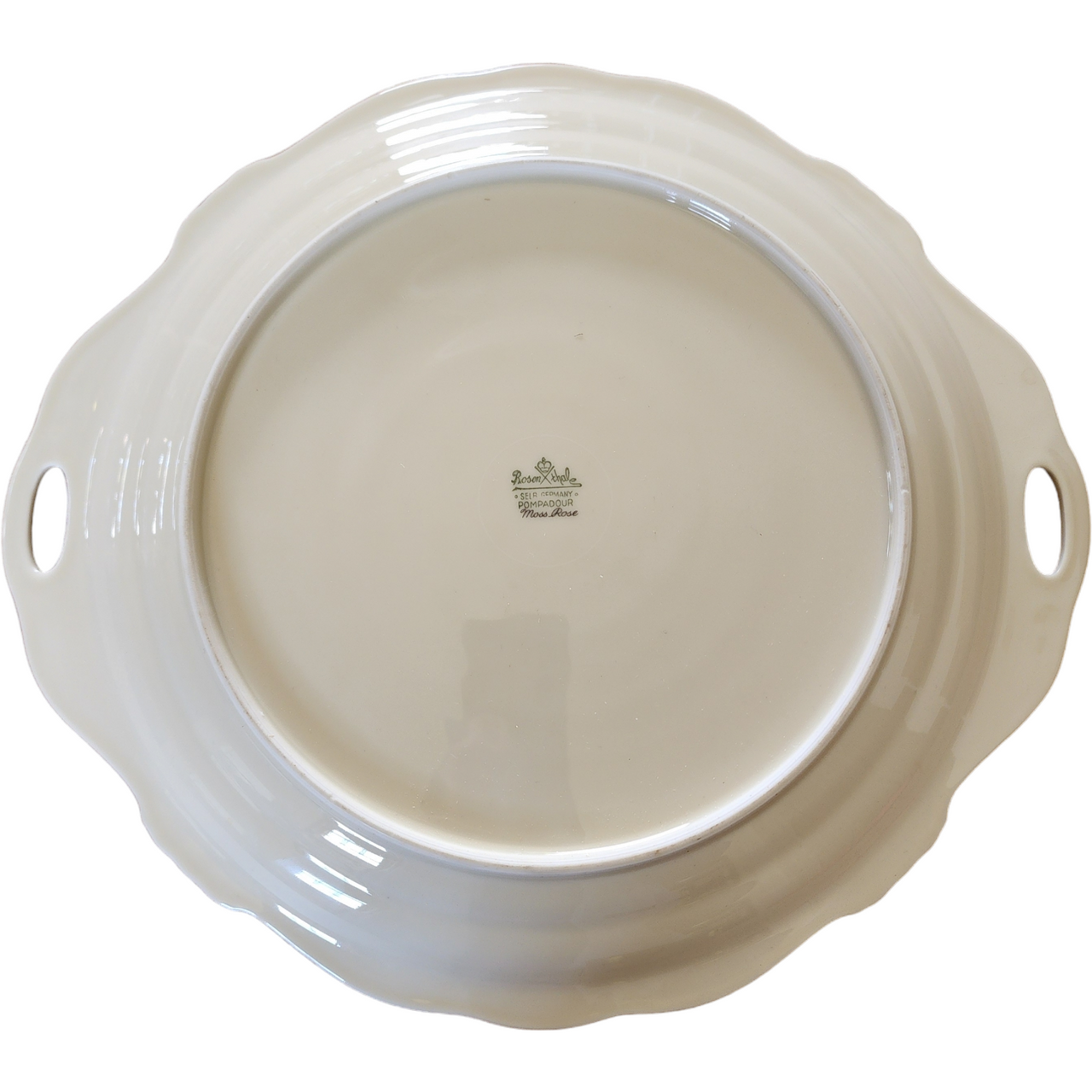 12" Rosenthal - Continental Pompadour Ivory Moss Rose Handled Cake Plate