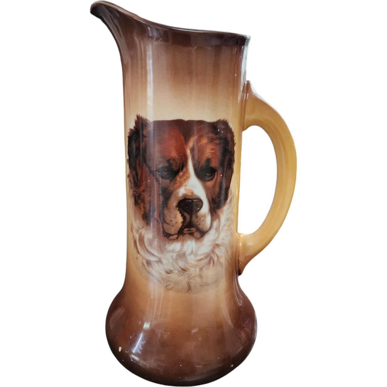 Antique Taylor Smith & Taylor 84 Oz Pitcher With Saint Bernard Dog