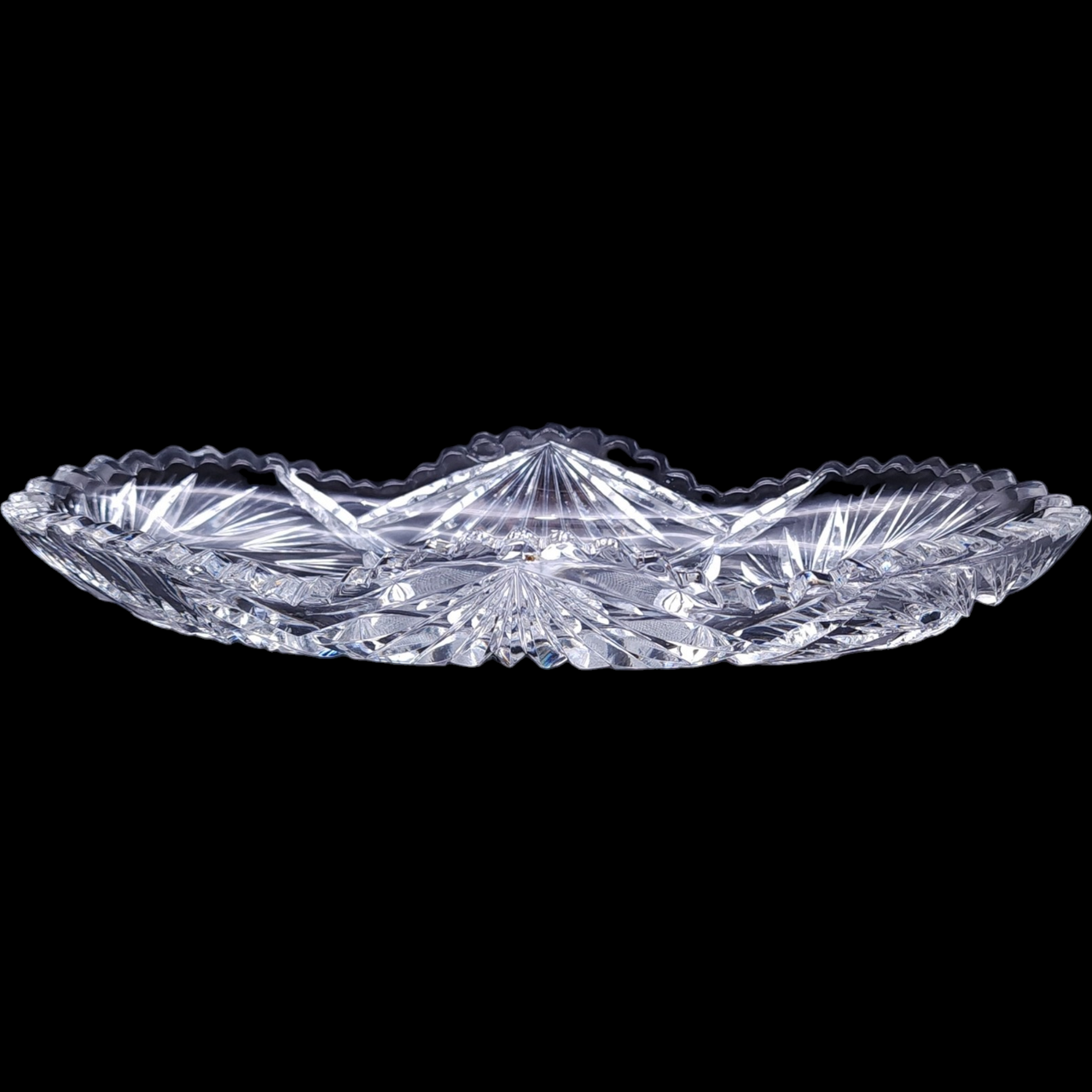 Antique Abp American Brilliant Cut Glass Celery Or Relish Tray