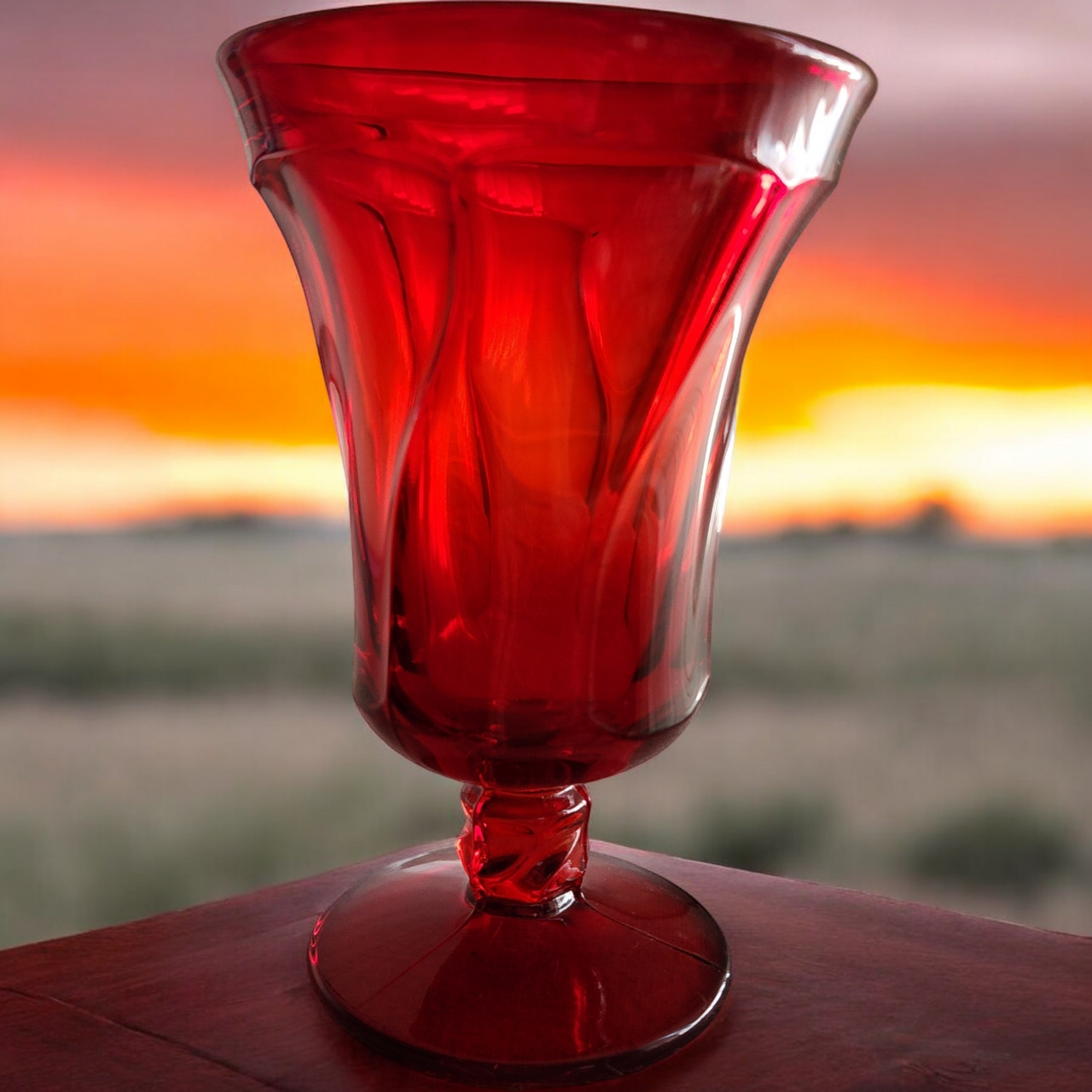Fostoria Jamestown Ruby Red Heavy Pressed Iced Tea Glass