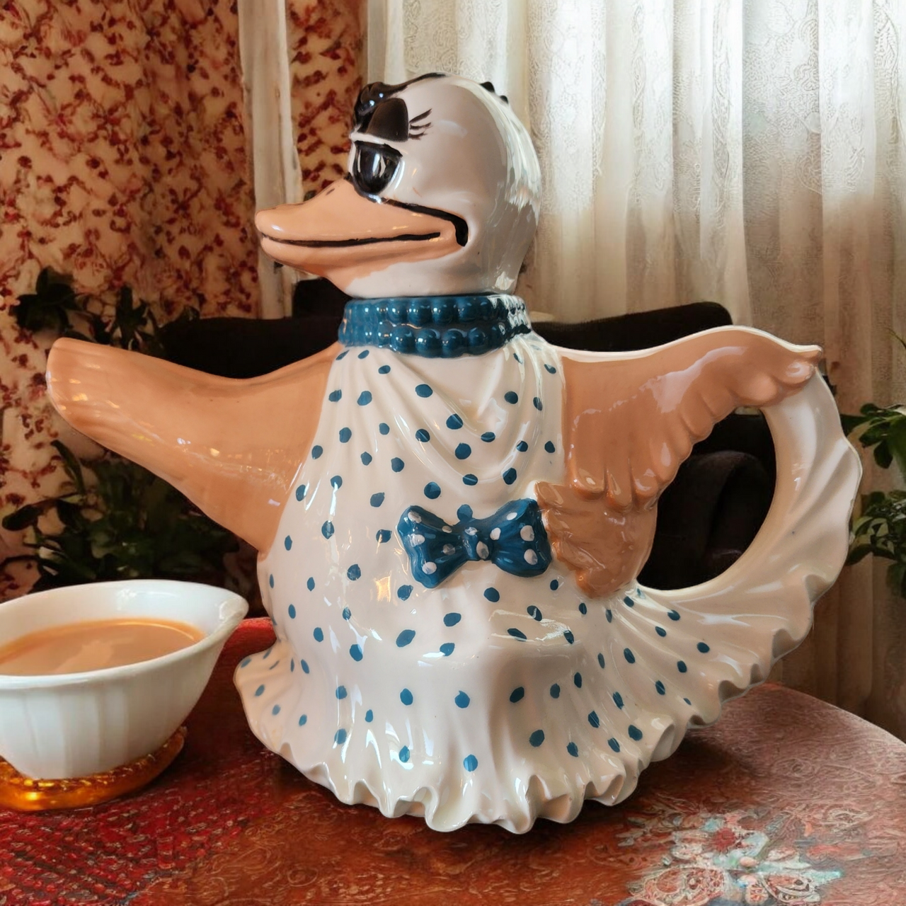 Dancing Ducks Large Ceramic Figural Teapot