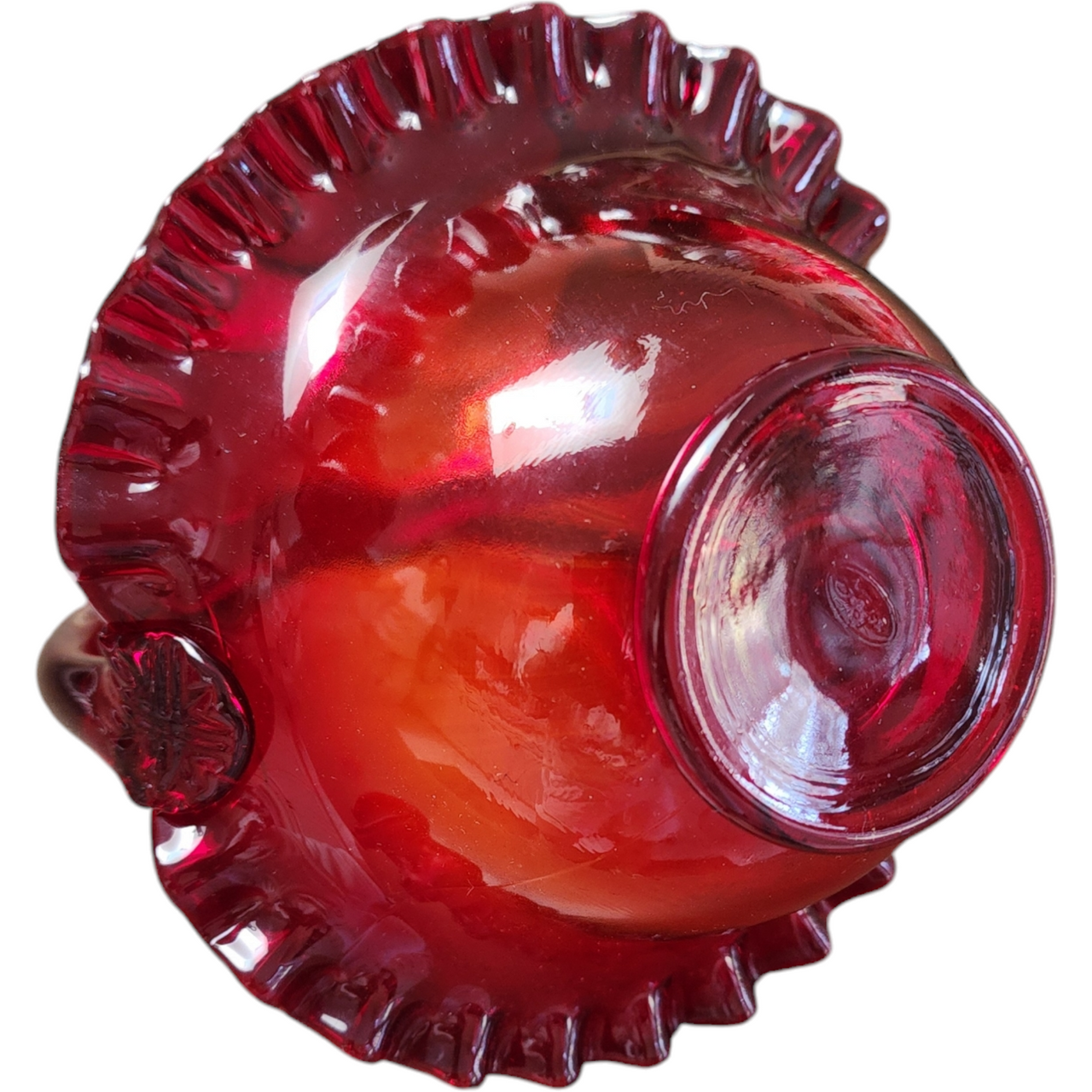 Fenton Ruby Red Pressed Glass Basket