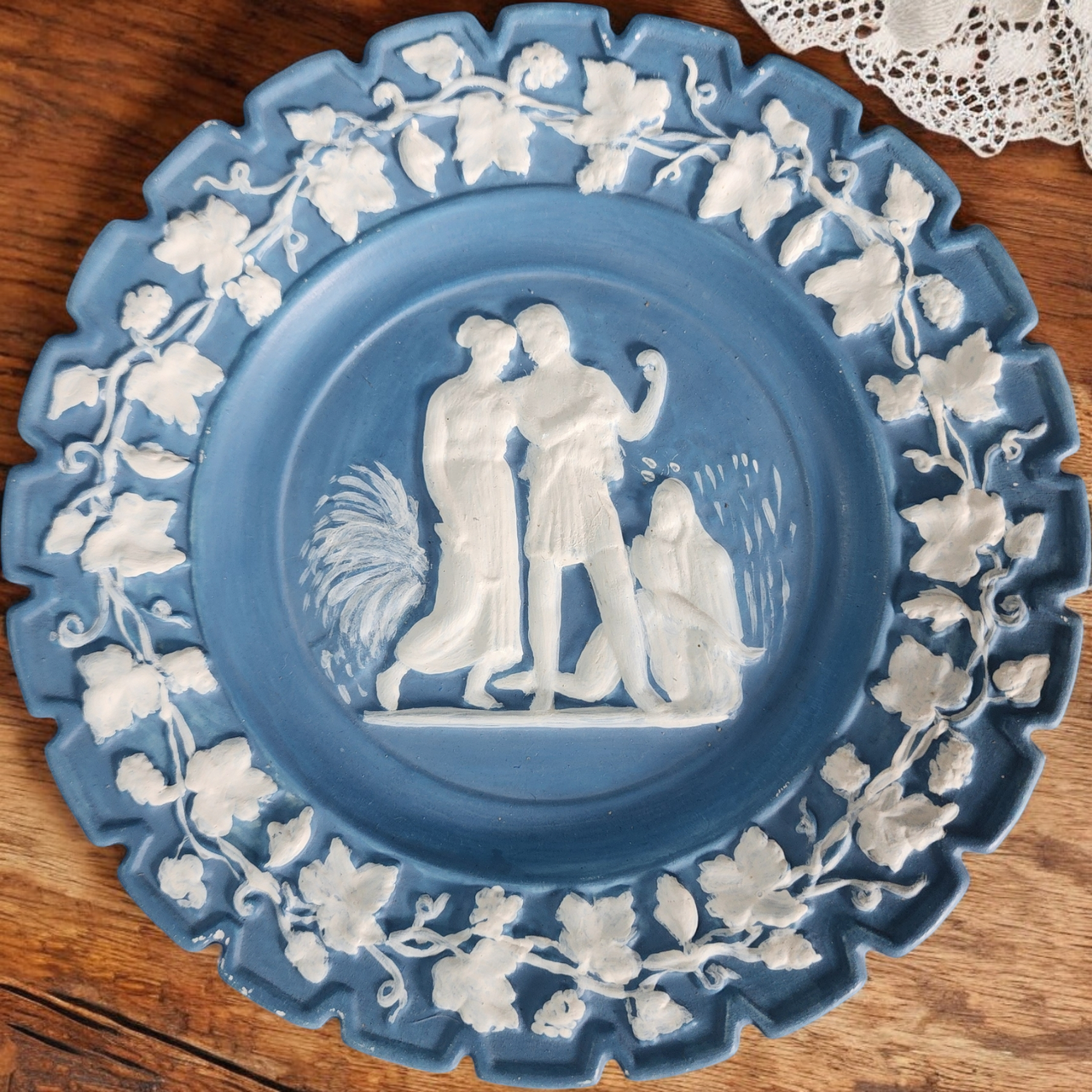 Vintage Blue Jasperware Style Relief Wall Plate Classical Grecian ...