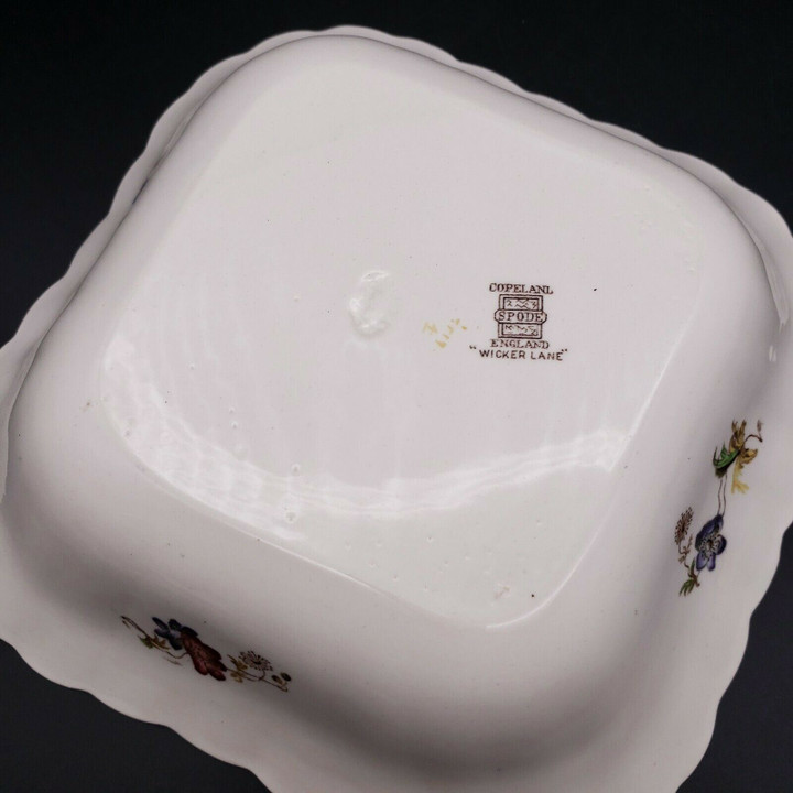 9" Spode Wicker Lane Basket Weave Square Vegetable Bowl - Vintage Loft