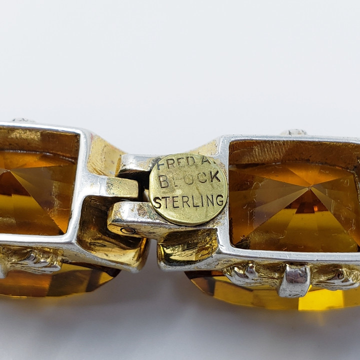 Vintage Fred A Block Honey Topaz Heavy Sterling Silver Bracelet in Gold ...