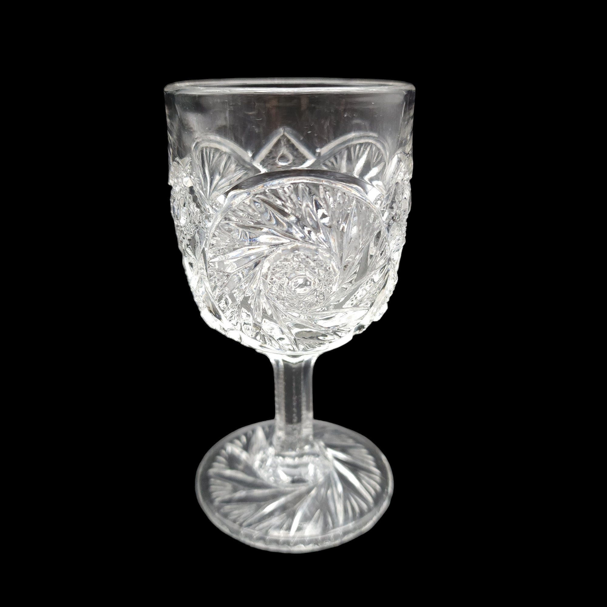 McKee Aztec Clear EAPG Early American Pinwheel Wine Glass